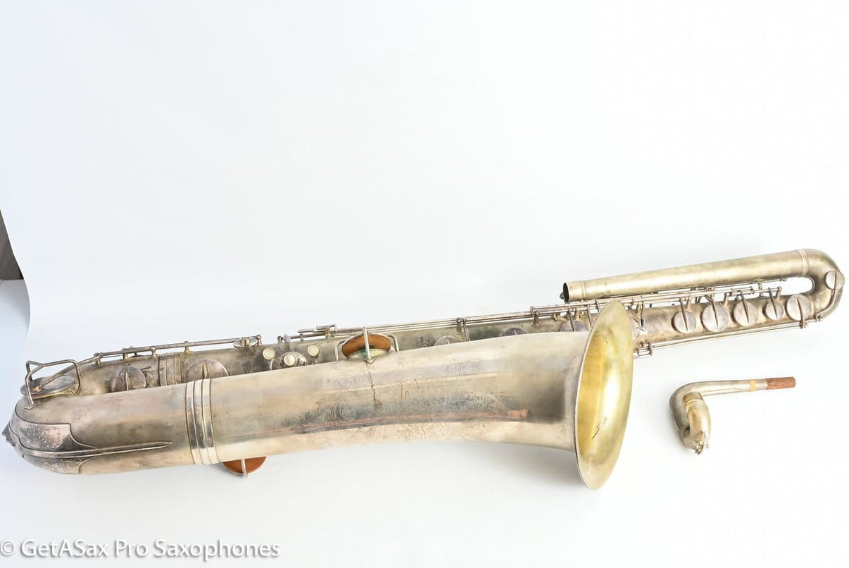 Conn 14M Bass Saxophone Super Clean Original Silver Plate ‘Plumber Nec ...